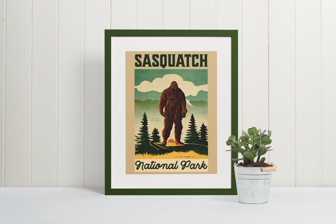 Bigfoot Poster Bigfoot Art Print Sasquatch Wall Art Bigfoot Gift ...