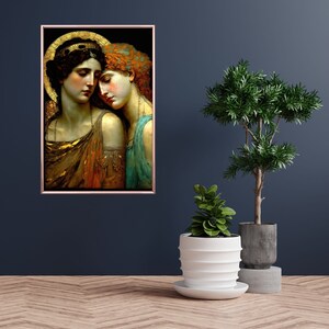 Sappho and Her Lover Art Print Classic Art Sapphic Art Print Lesbian Art Sappho Print Queer Art ...