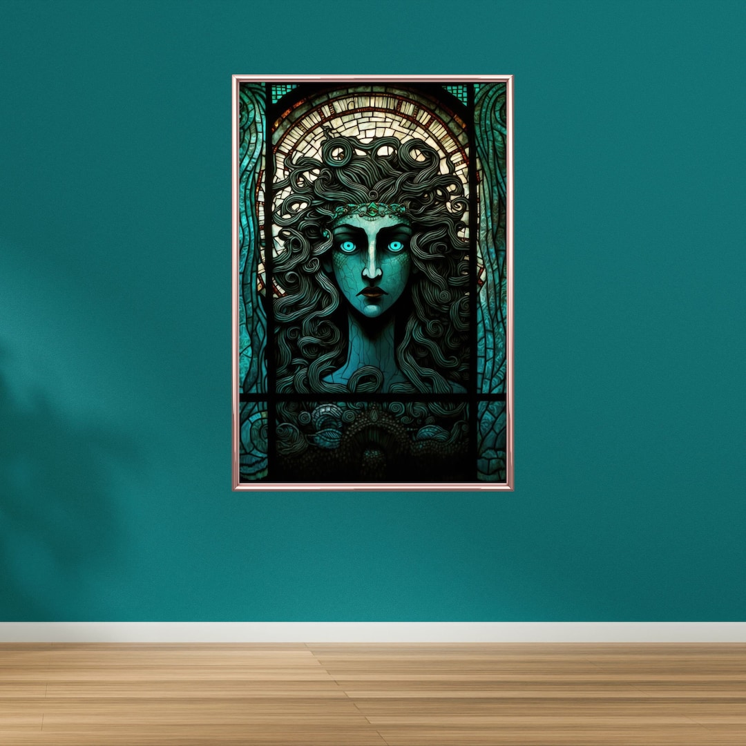 Stained Glass Medusa Art Print Medusa Wall Art Medusa Poster Medusa ...