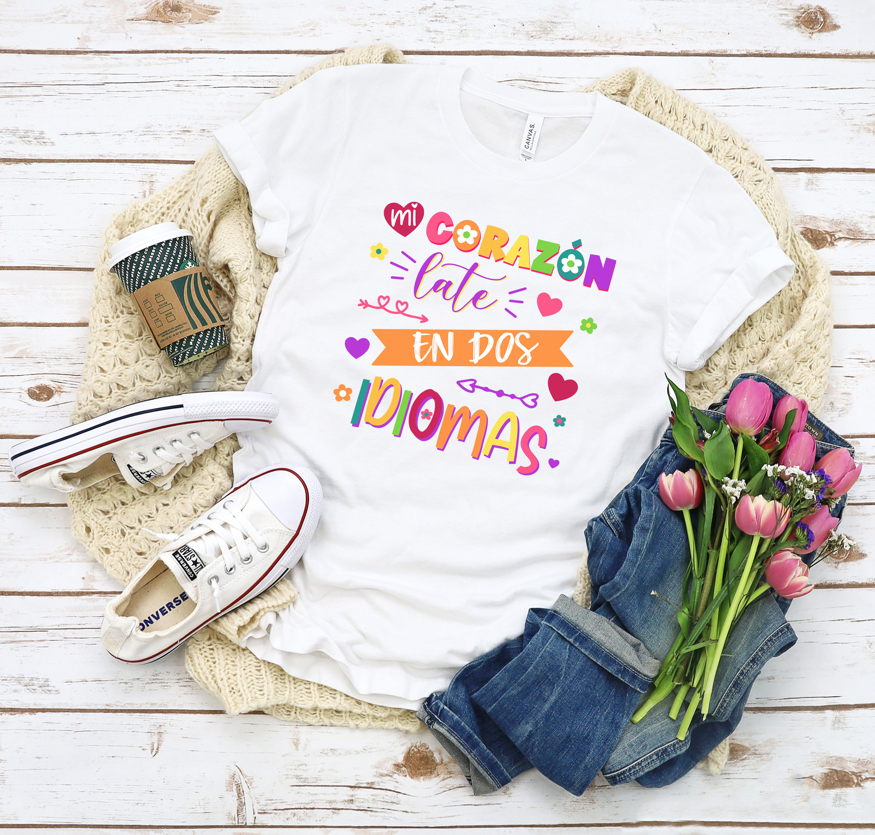 Spanish Teacher Valetines Day Shirt Mi Corazon Late En Dos - Etsy