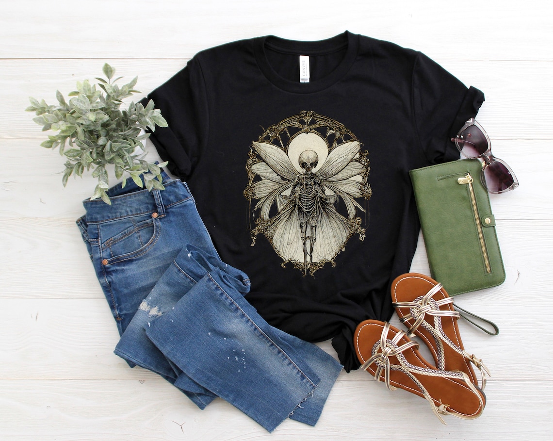 Goblincore Shirt Skeleton Fairy Shirt Grunge Fairycore Shirt - Etsy