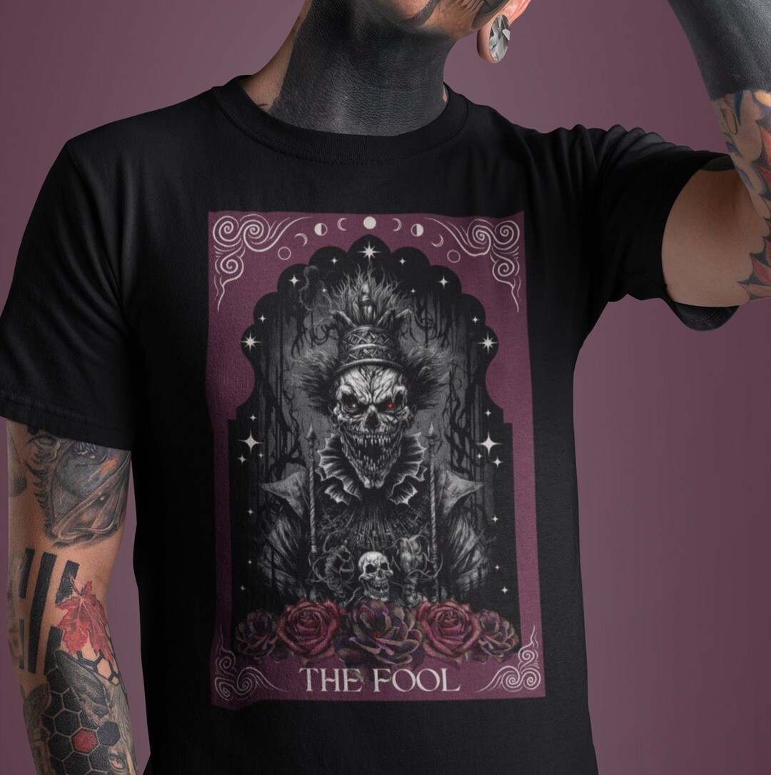 The Fool Tarot Shirt Dark Clowncore Tee Tarot Shirts Women Tarot Card ...