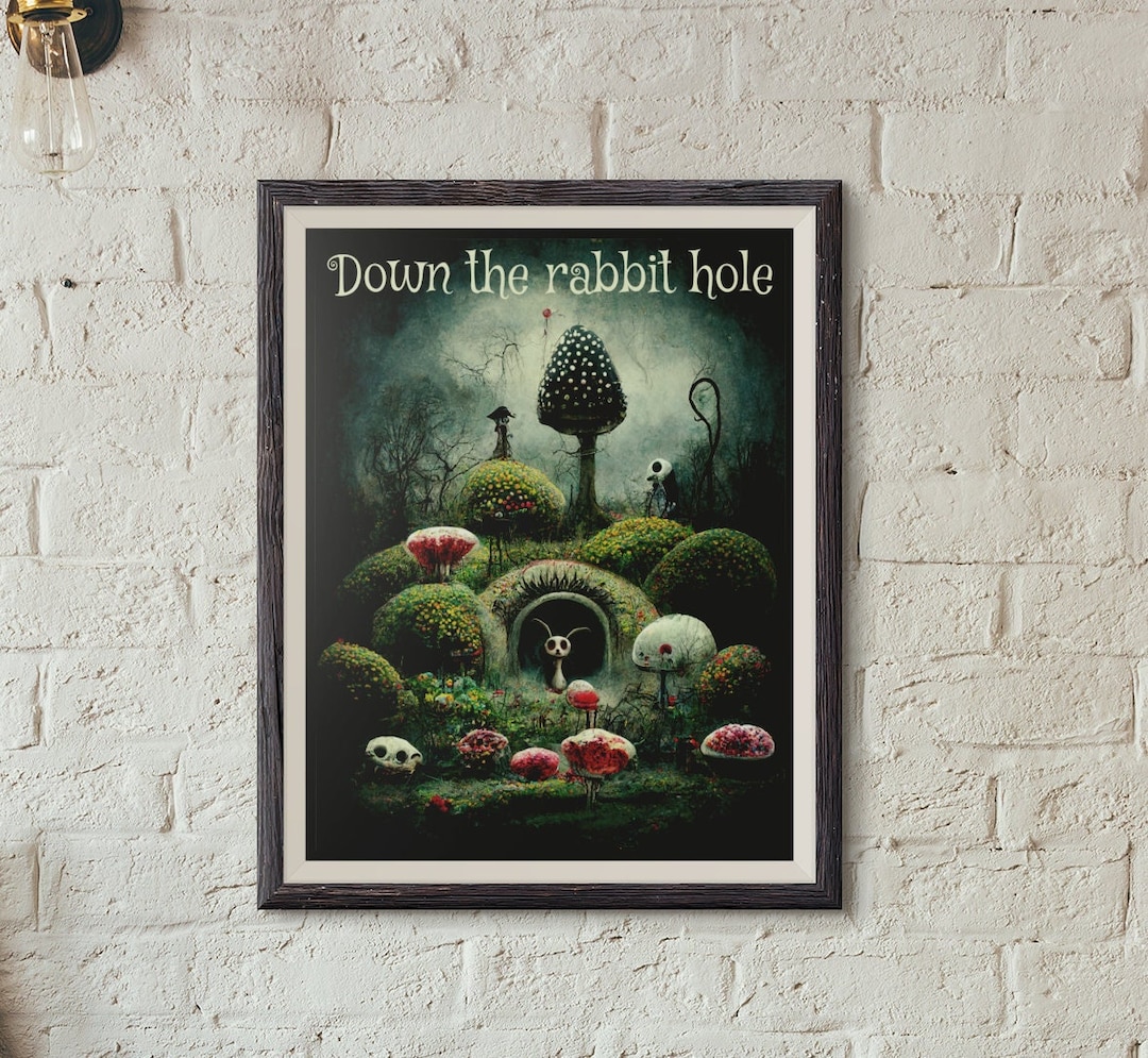 Down the Rabbit Hole Poster Alice in Wonderland Art White Rabbit Art ...