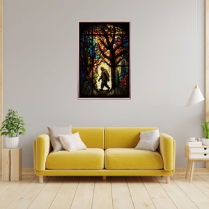 Stained Glass Bigfoot Poster Cryptid Art Sasquatch Art Print Cryptid ...