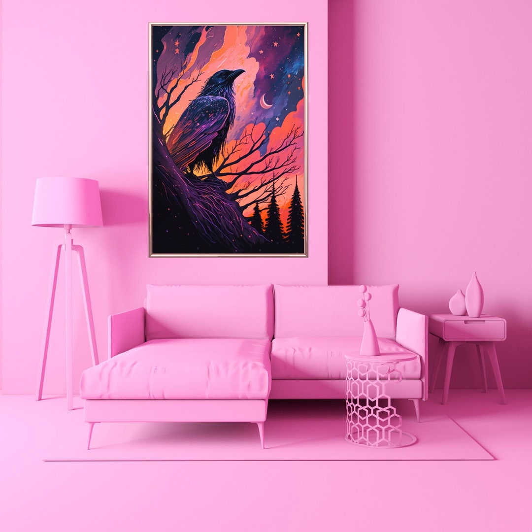 Impressionist Crow Art Print Raven Wall Art Crowcore Poster Crow ...