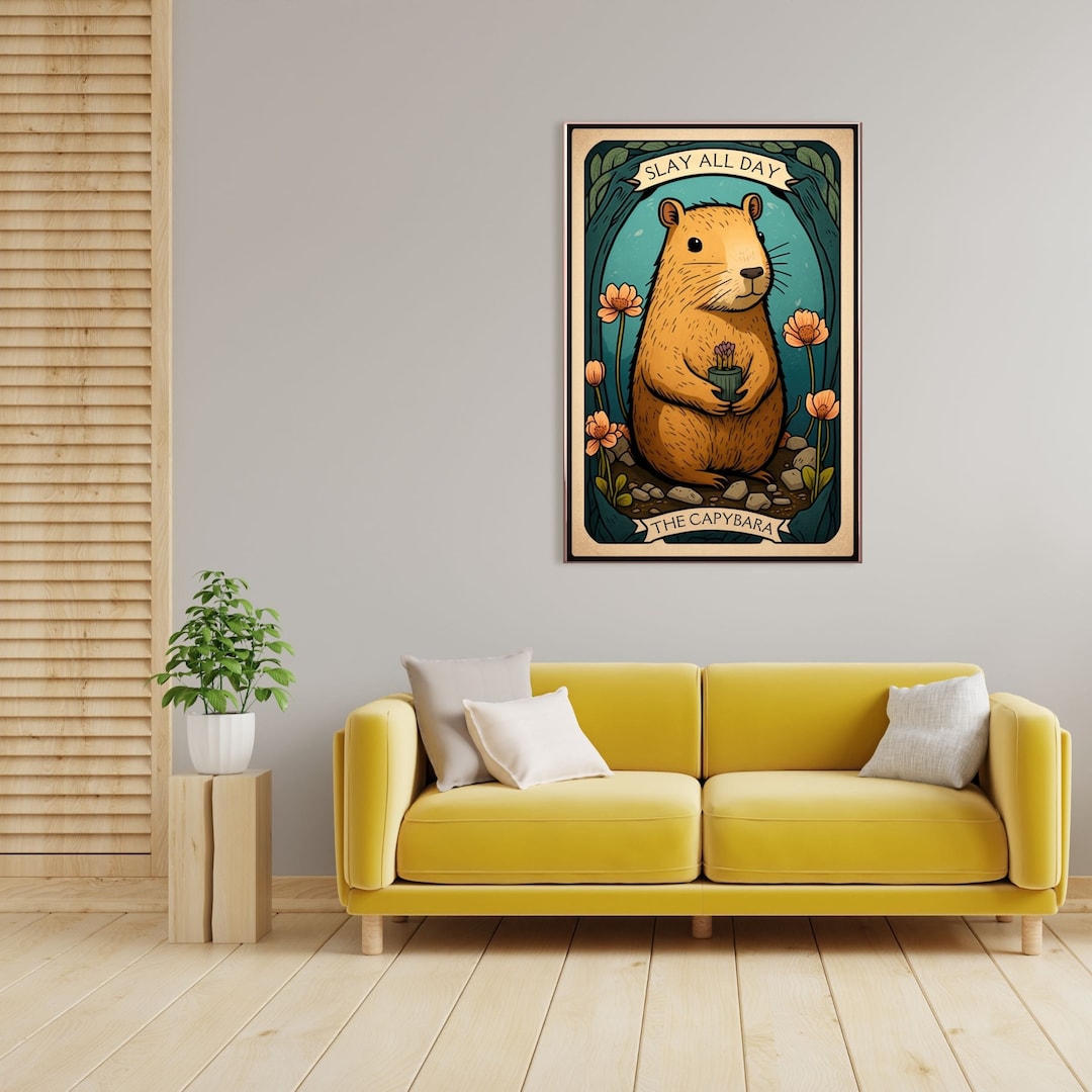 Slay All Day Capybara Art Print Tarot Card Capybara Poster Capybara ...