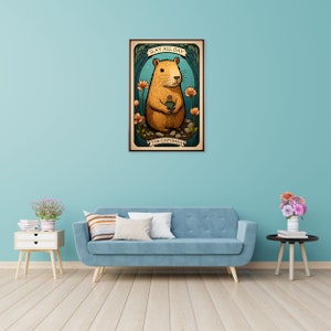 Slay All Day Capybara Art Print Tarot Card Capybara Poster Capybara ...