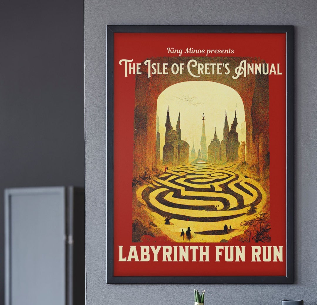 Greek Mythology Art Print Greek Mythology Poster Labyrinth Fun Run ...