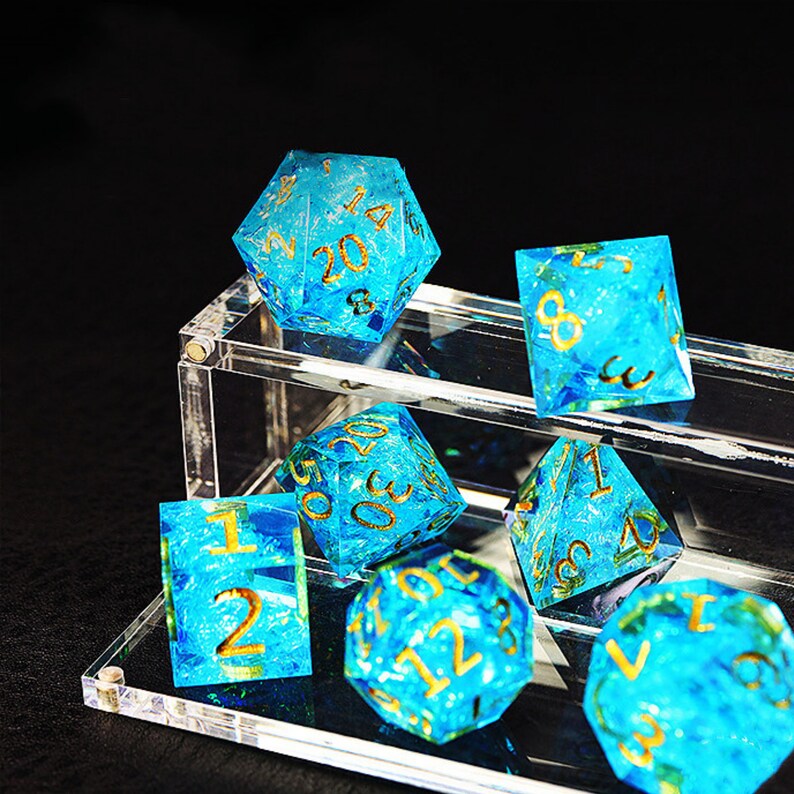 Sky-Blue Ice Crystal Dice Set Dungeons & Dragons Acrylic | Etsy