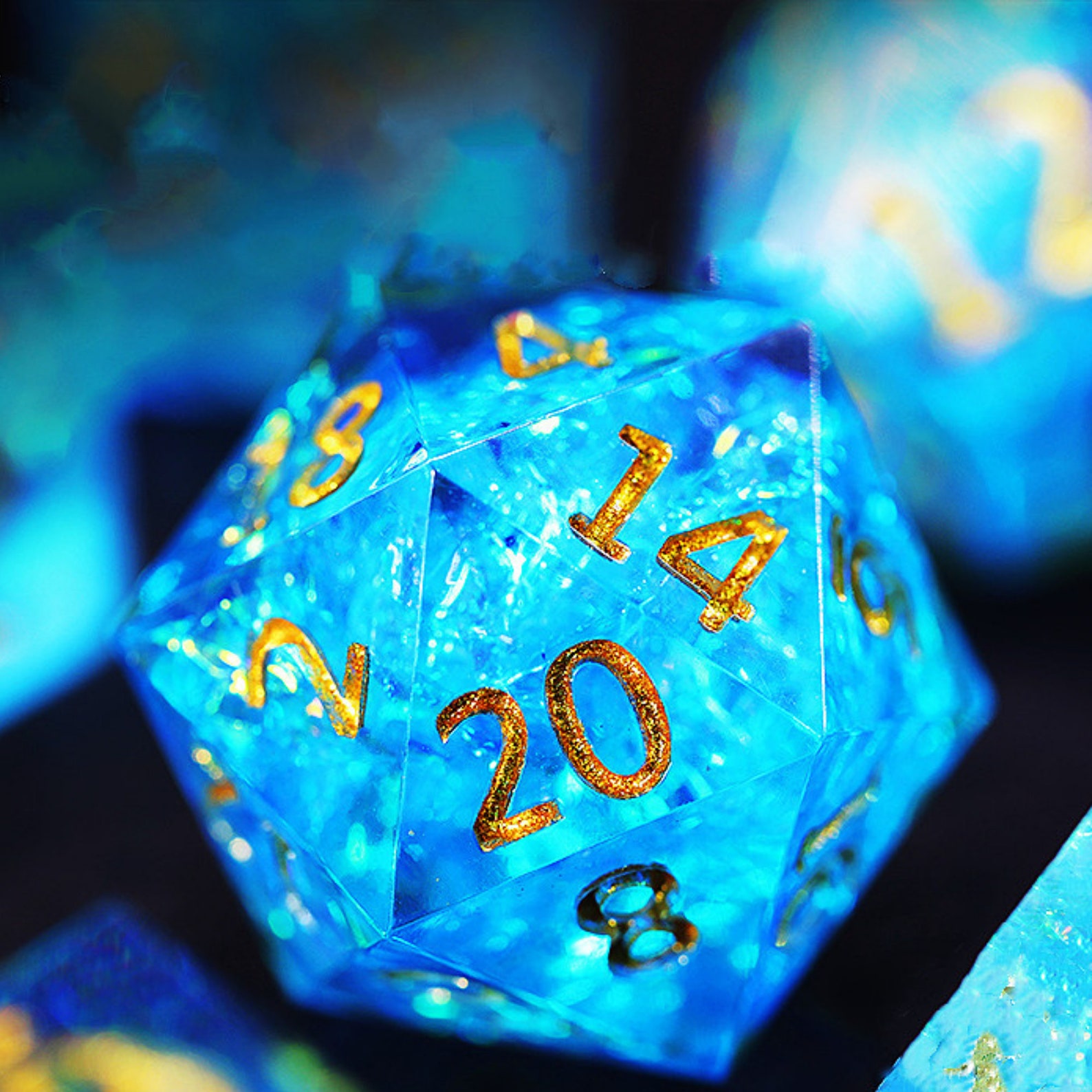 Sky-Blue Ice Crystal Dice Set Dungeons & Dragons Acrylic | Etsy