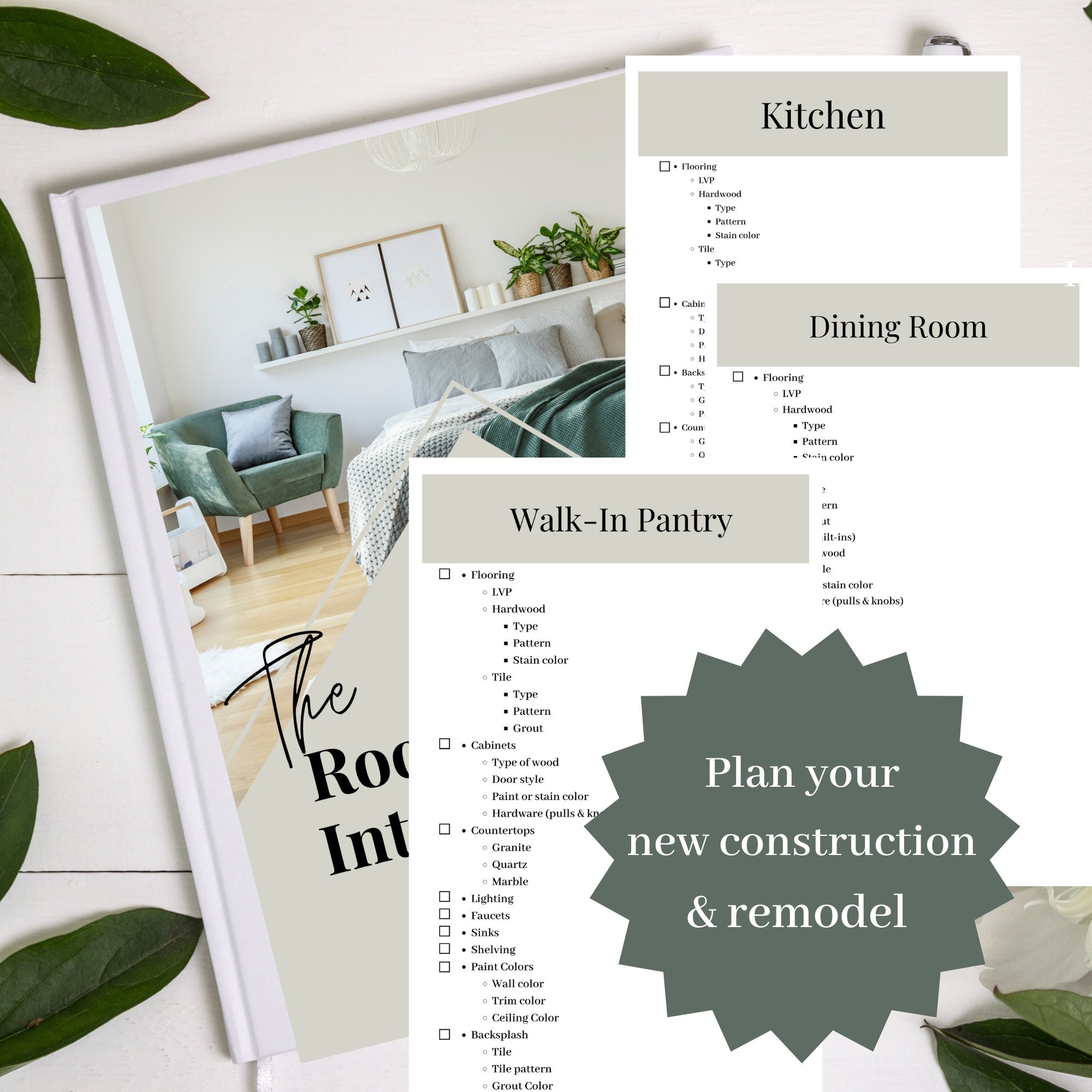 Printable Interior Design Checklist, Room by Room List, Construction ...