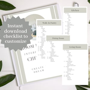 Editable Printable Interior Design Checklist, Room by Room List ...