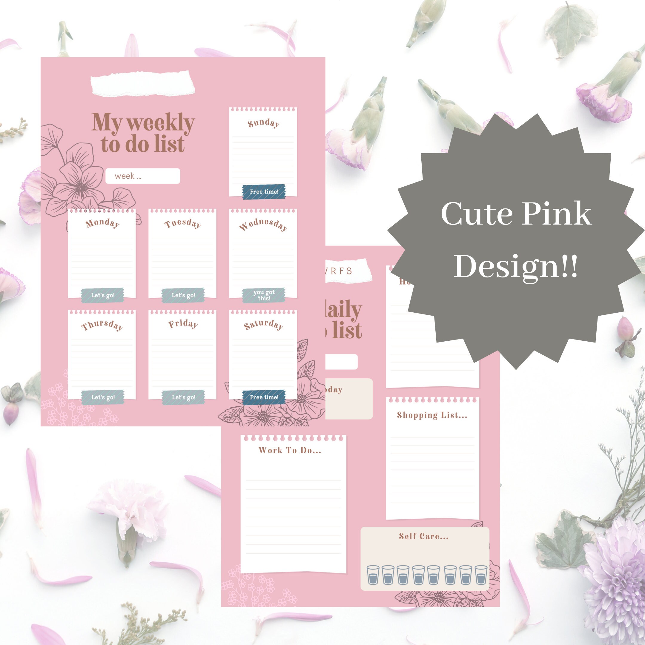 Daily to Do List, Weekly to Do List, Printable Daily Planner, Pink ...