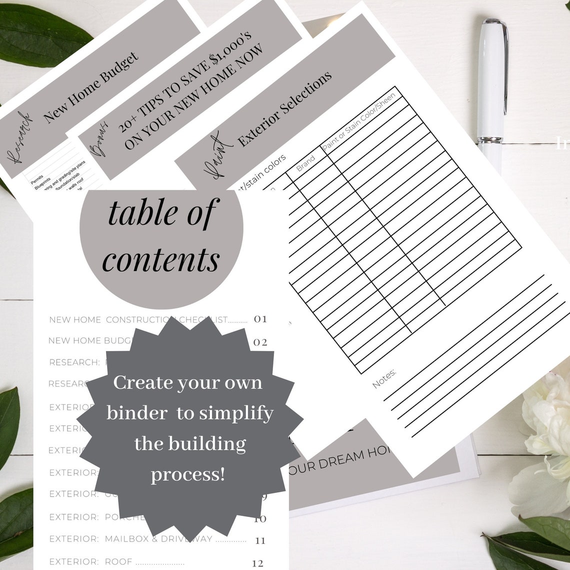 Printable Home Construction Planner, Budget Binder, Digital Download ...