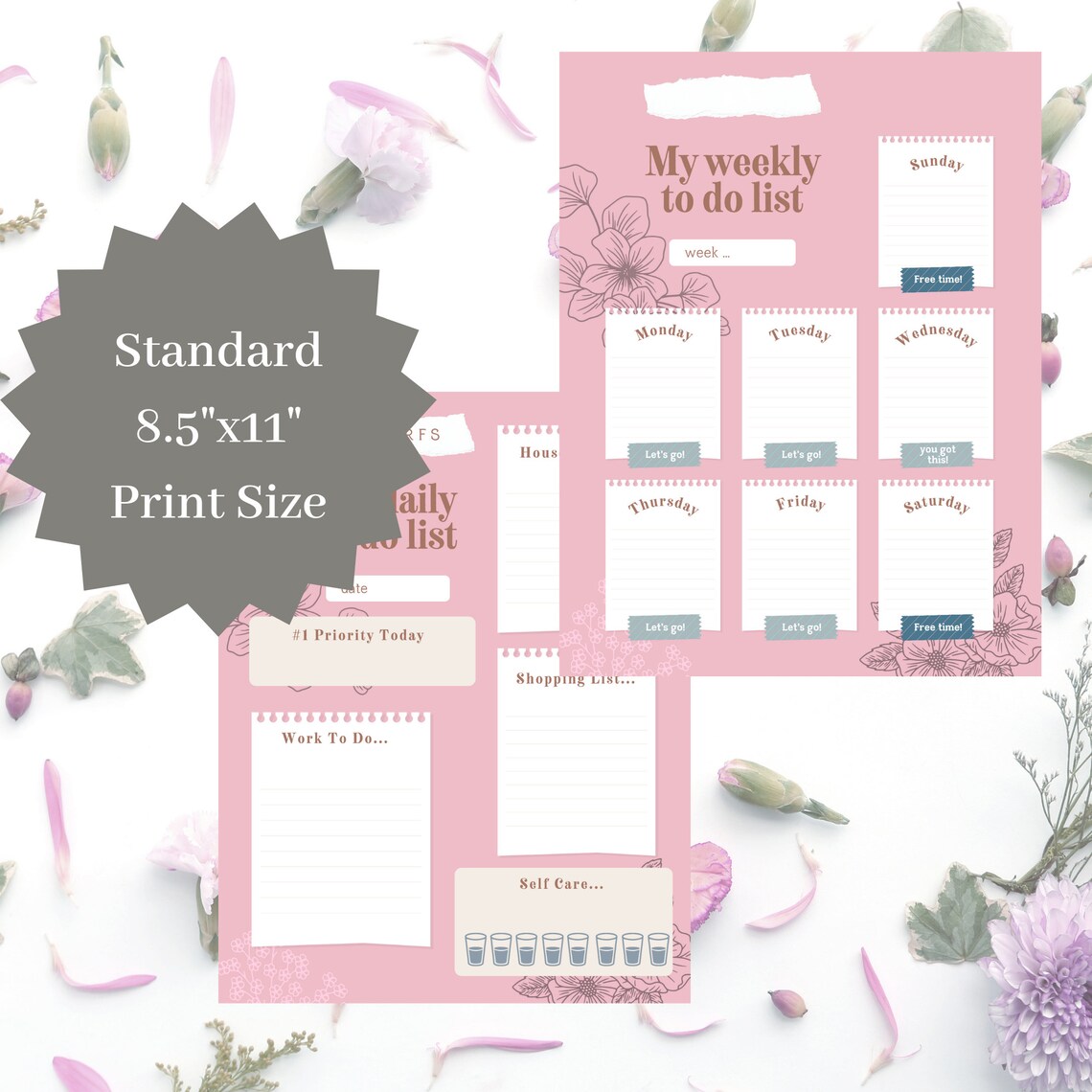 Daily to Do List, Weekly to Do List, Printable Daily Planner, Pink ...