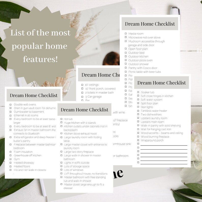 Printable New Home Construction Checklist, Dream Home List, Home Bucket ...