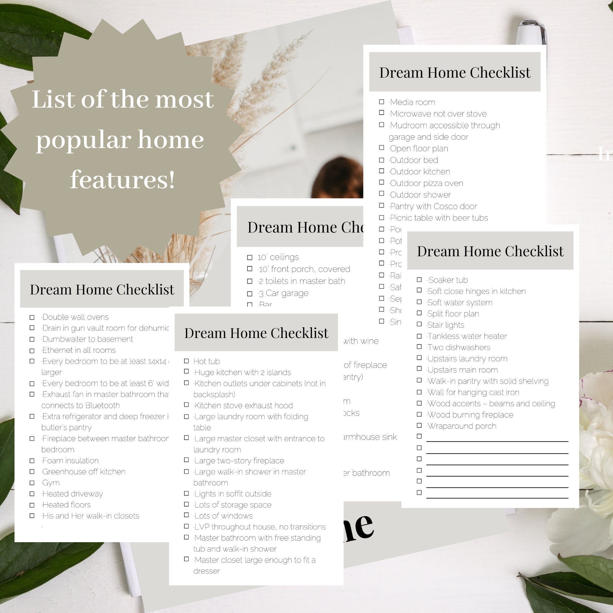 Printable New Home Construction Checklist, Dream Home List, Home Bucket ...