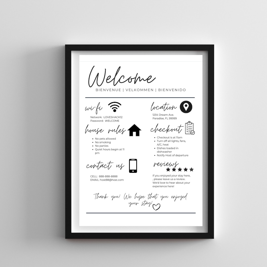 Airbnb Welcome, Airbnb Signs, Airbnb Welcome Sign, Airbnb Template ...