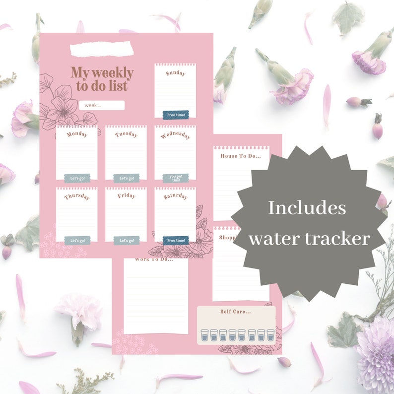 Daily to Do List, Weekly to Do List, Printable Daily Planner, Pink ...
