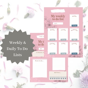 Daily to Do List, Weekly to Do List, Printable Daily Planner, Pink ...