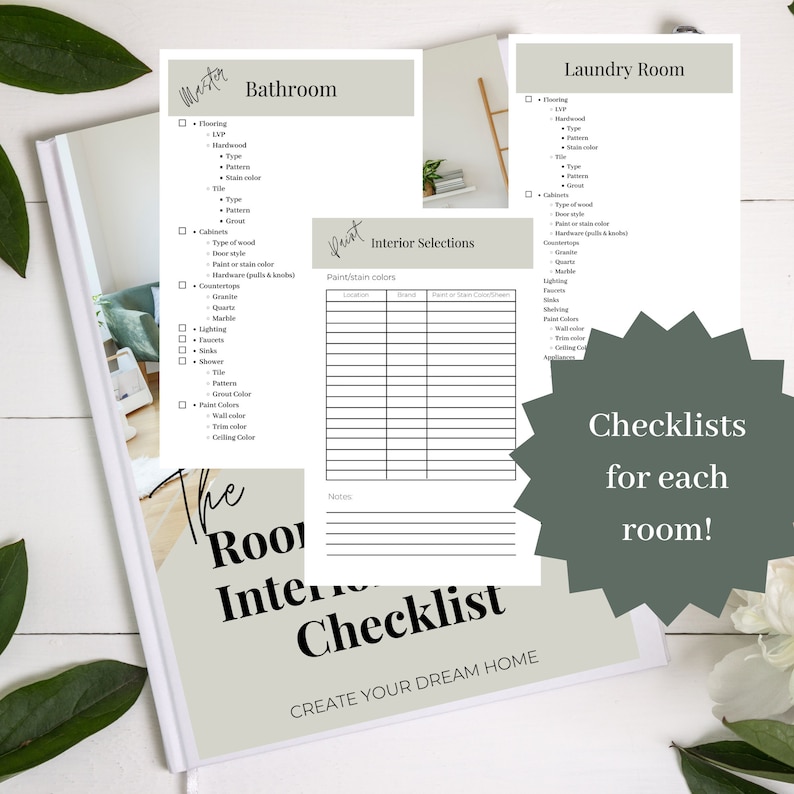 Printable Interior Design Checklist, Room by Room List, Construction ...