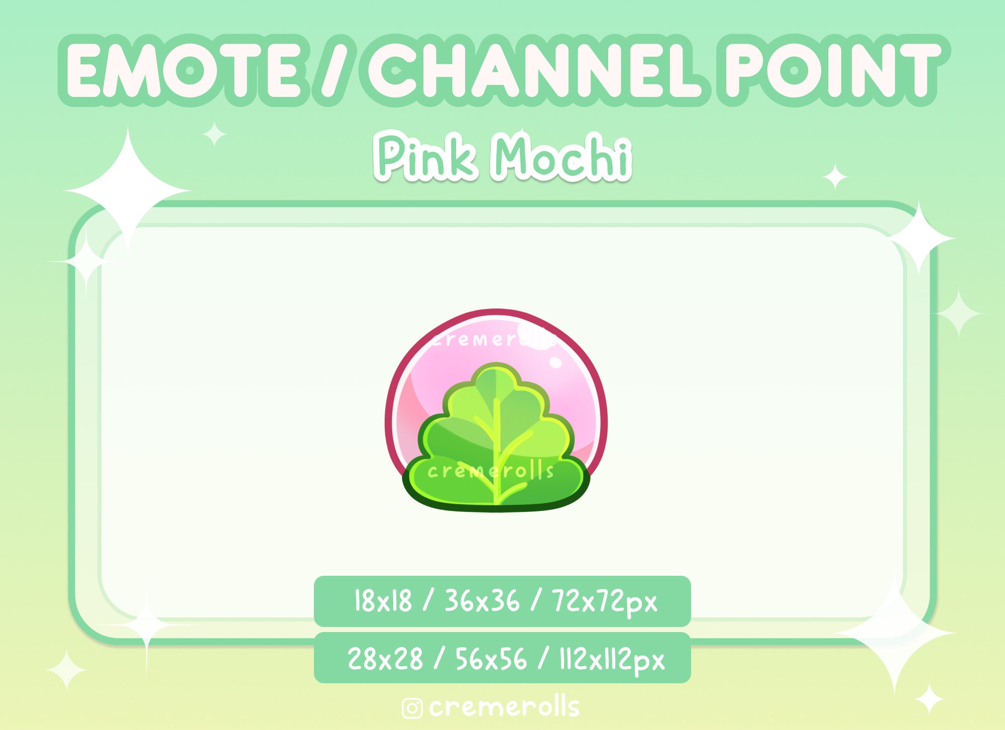 Pink Mochi Emote - Channel Point - Food - Candy - Sweet Treat / Snacks ...
