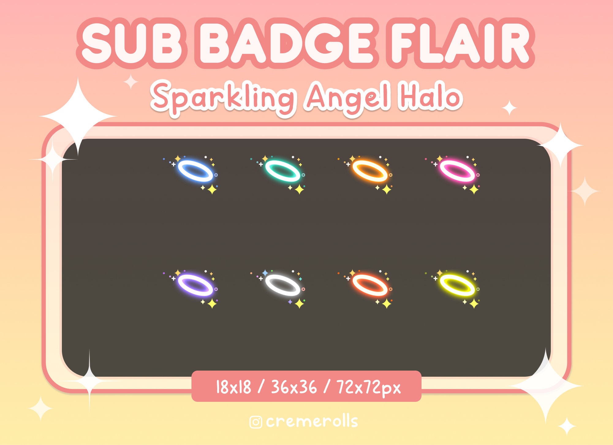 Neon Sparkling Angel Halo Twitch Sub Badge Flair - Bit Badges ...