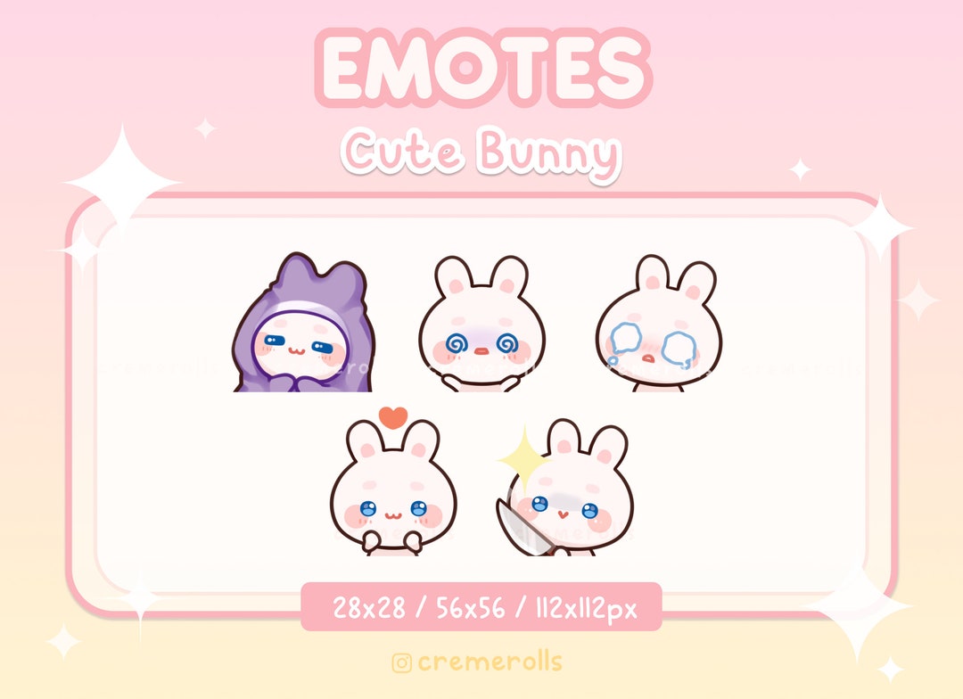 Cute Bunny Emotes - Twitch - Discord - Kawaii - Streamer - Rabbit ...