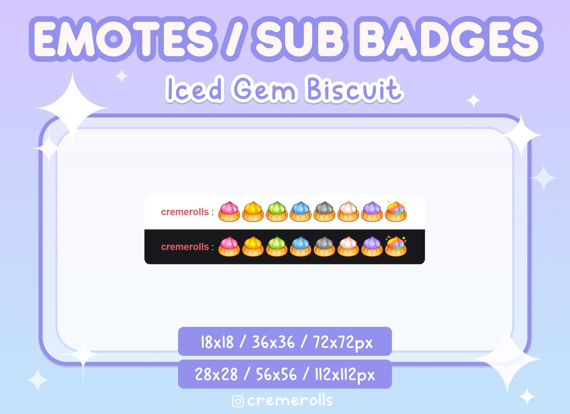 Iced Gem Biscuit Twitch Sub Badges Sugar Biscuit Bit Badges Kawaii ...