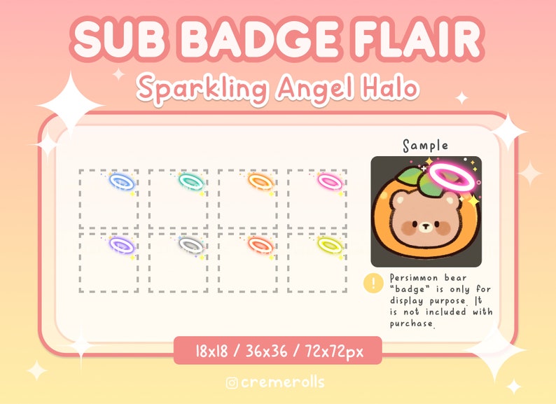 Neon Sparkling Angel Halo Twitch Sub Badge Flair - Bit Badges - Streamer - Stream - Rainbow ...