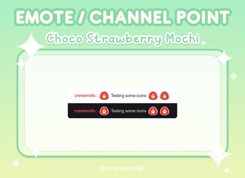 Chocolate Strawberry Mochi Emote - Channel Point - Food - Choco - Sweet Treat / Snacks ...