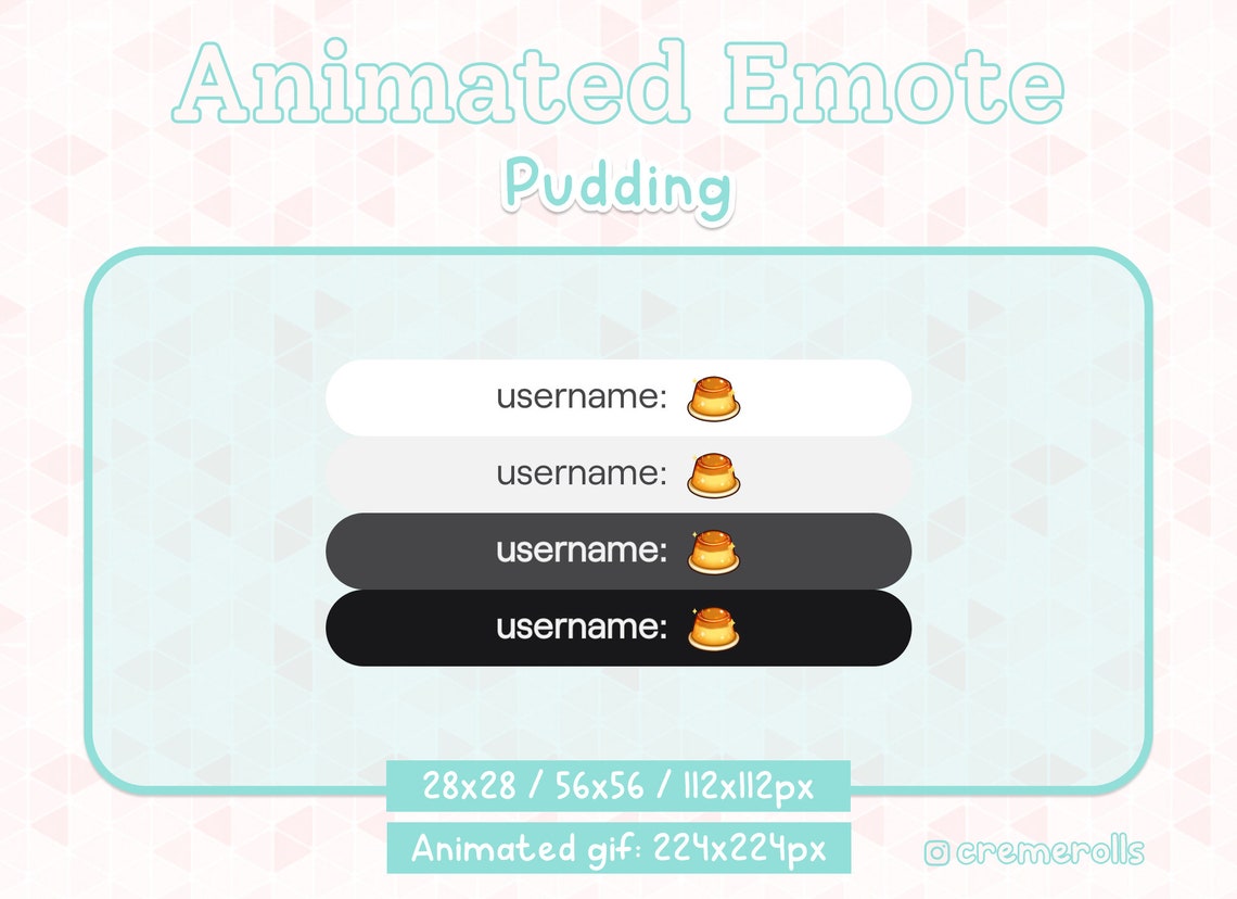Pudding Animated & Static Emote Twitch Discord Dessert Flan Food ...