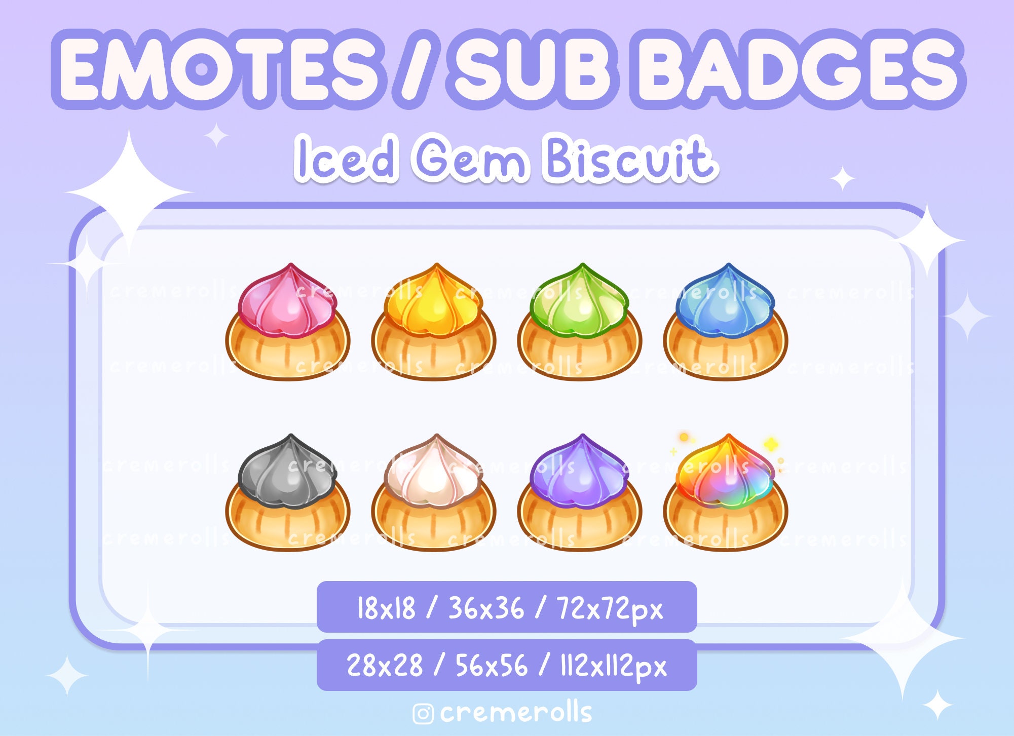 Iced Gem Biscuit Twitch Sub Badges Sugar Biscuit Bit Badges Kawaii ...