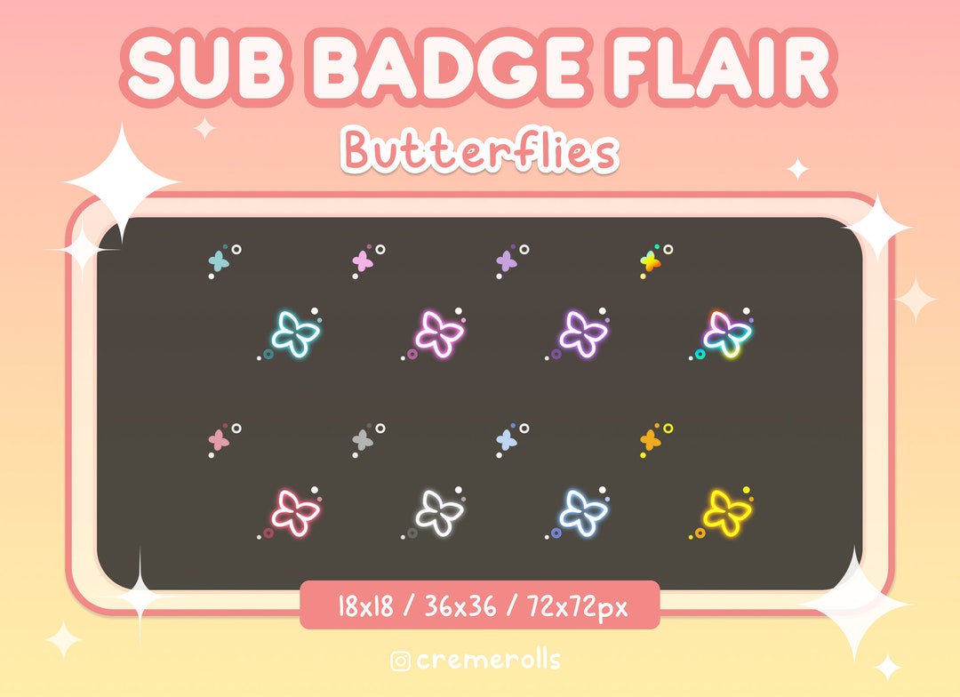 Butterflies Twitch Sub Badge Flair - Bit Badges - Streamer - Stream ...