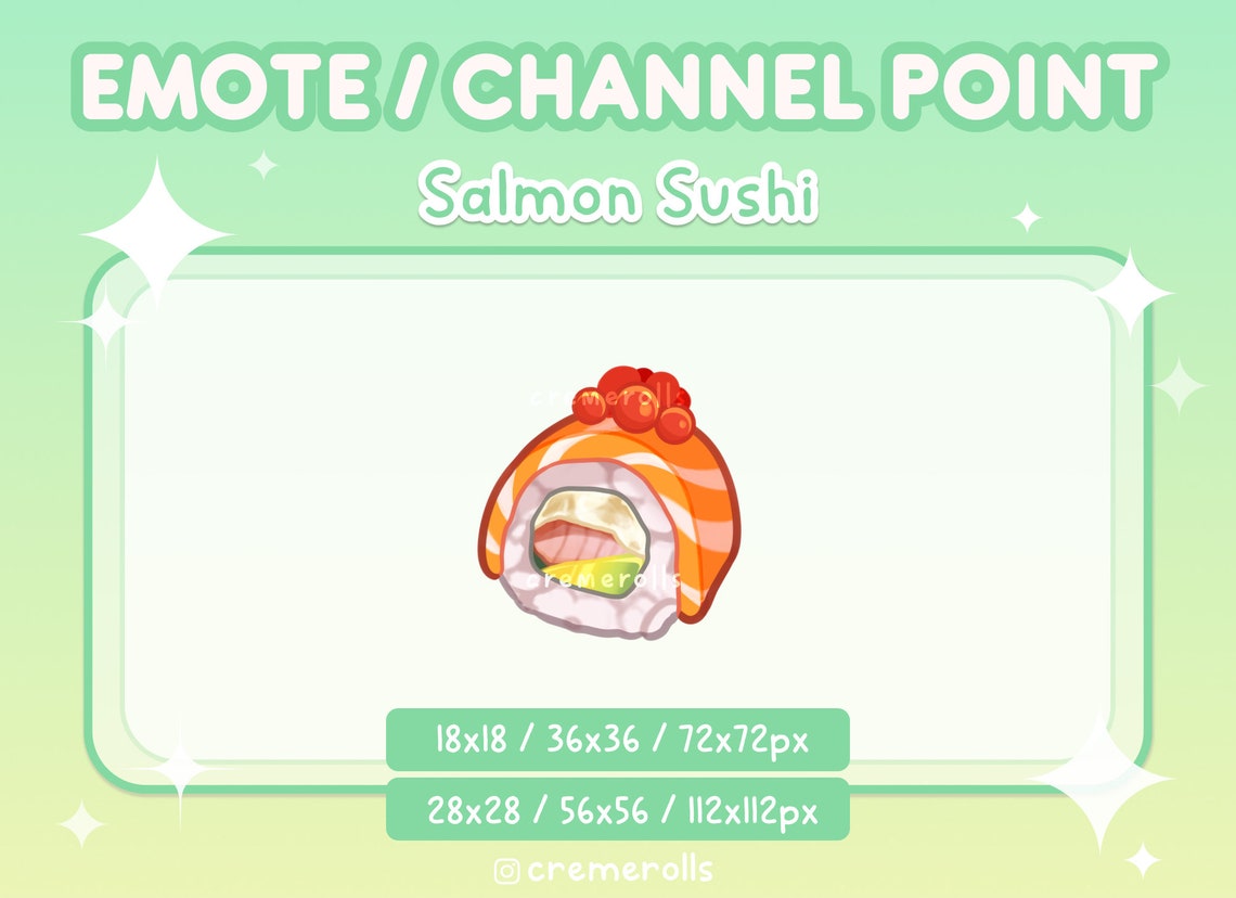 Salmon Sushi Emote Channel Point Japanese Food Snacks Streamer Graphics ...