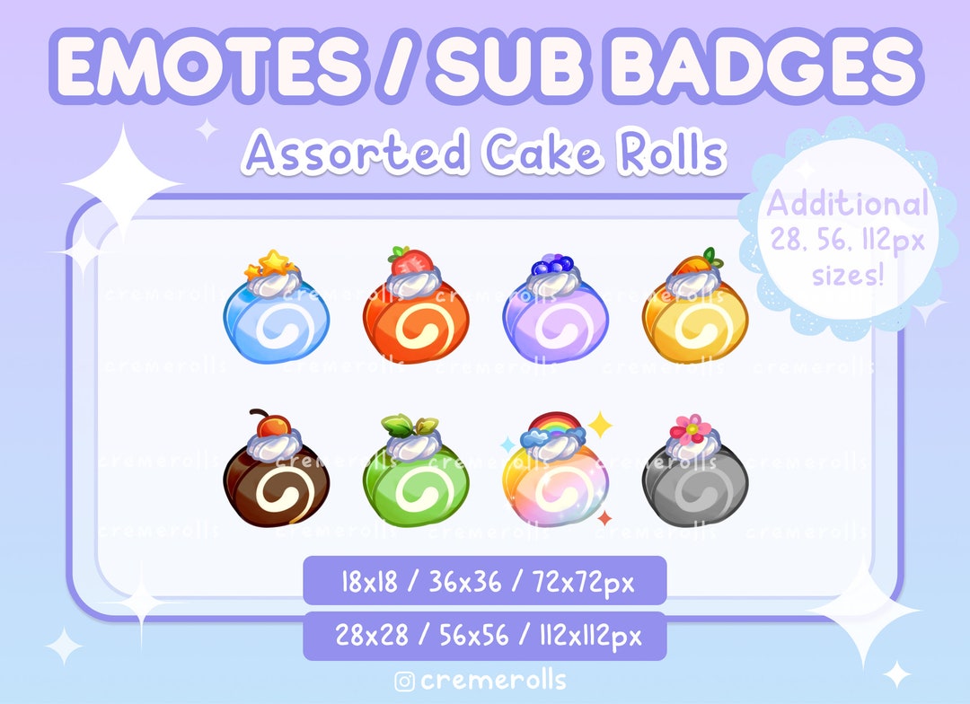 Assorted Cake Rolls Emotes / Twitch Sub Badges - Bit Badges - Kawaii ...