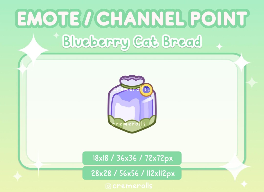 Blueberry Cat Bread Emote - Channel Point - Food - Baked Pastry - Treat ...