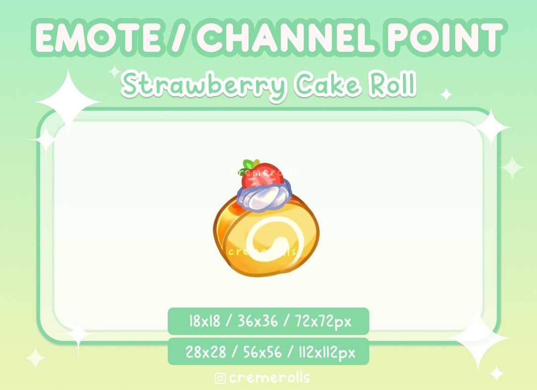 Strawberry Cake Roll Emote - Channel Point - Fresh Cream - Strawberries ...