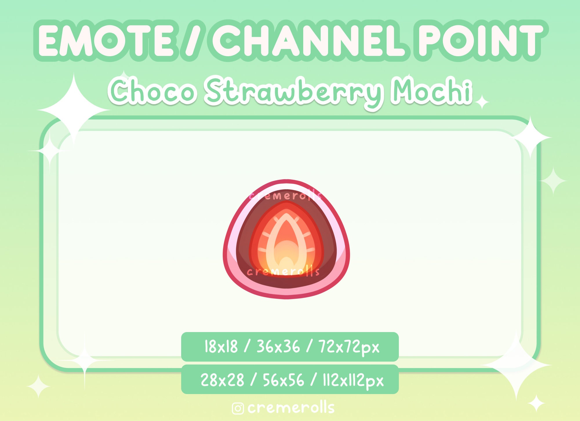 Chocolate Strawberry Mochi Emote - Channel Point - Food - Choco - Sweet ...