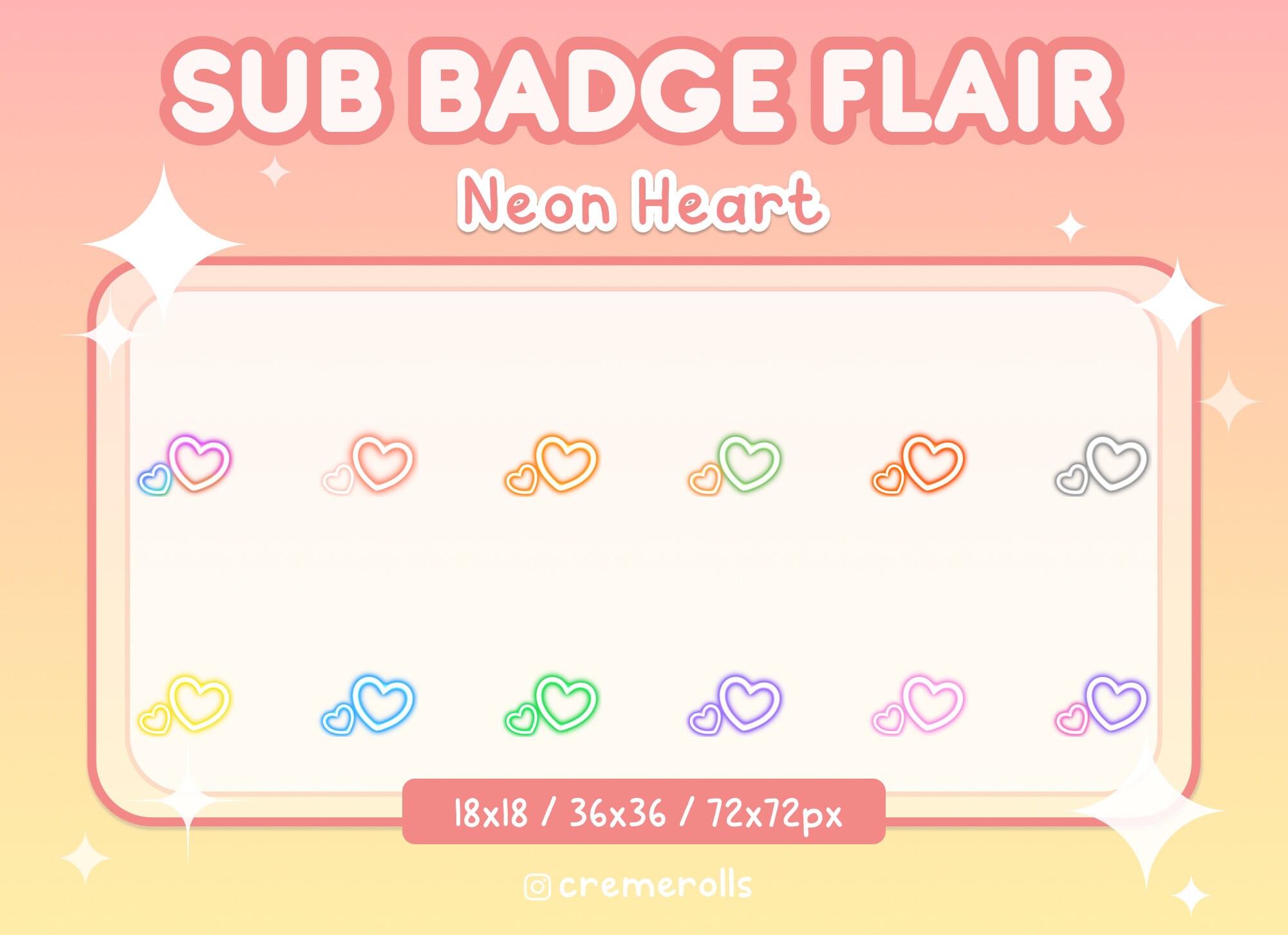Neon Heart Twitch Sub Badge Flair - Bit Badges - Streamer - Stream ...
