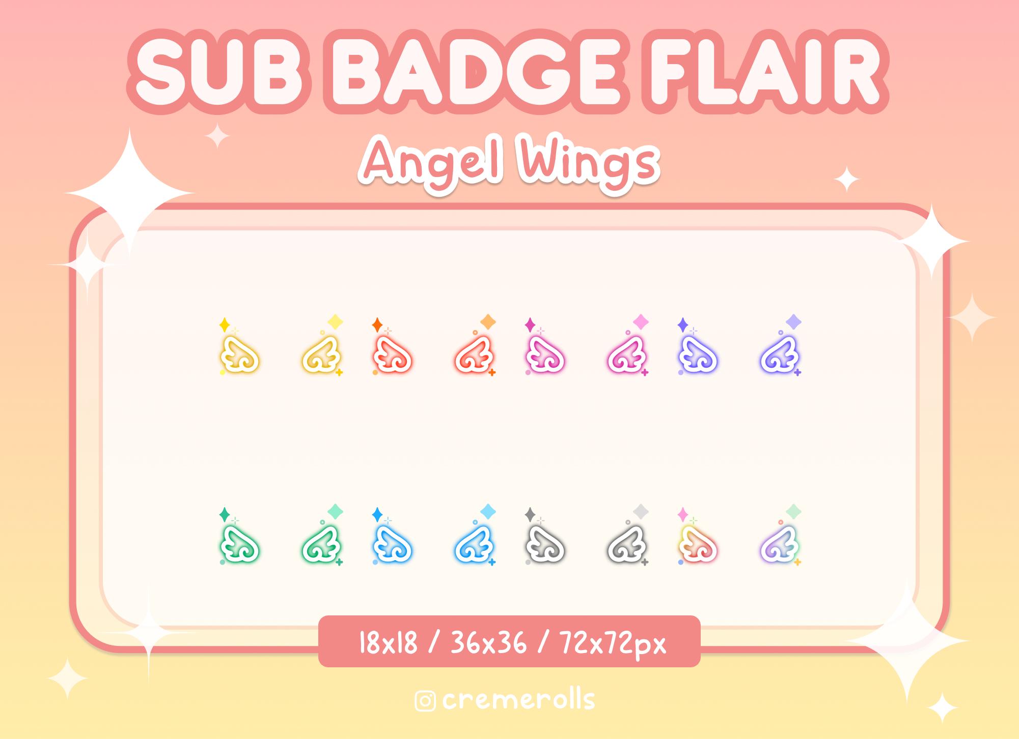 Neon Sparkling Angel Wings Twitch Sub Badge Flair - Bit Badges ...