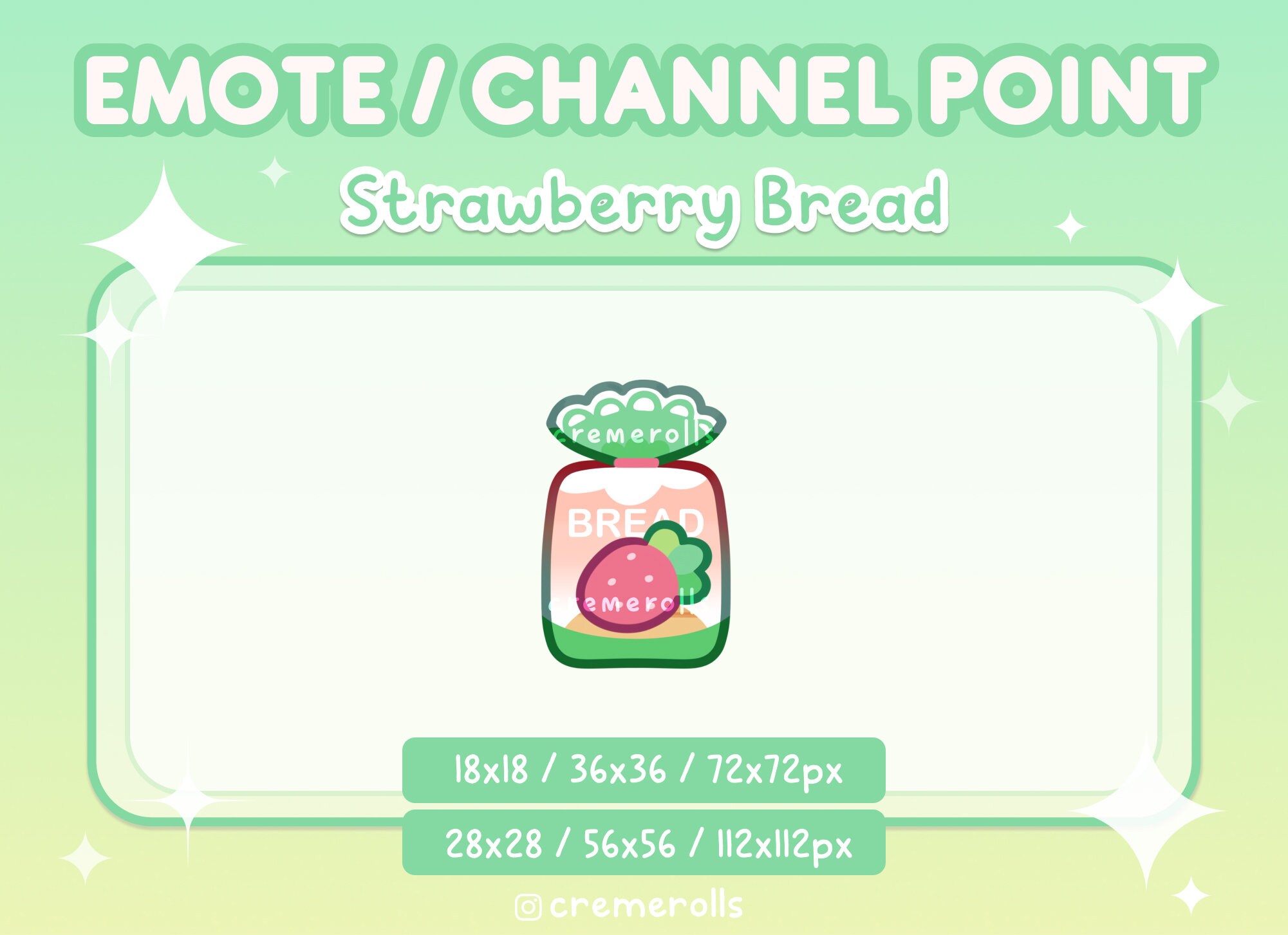 Strawberry Bread Emote - Channel Point - Food - Baked Pastry - Treat ...