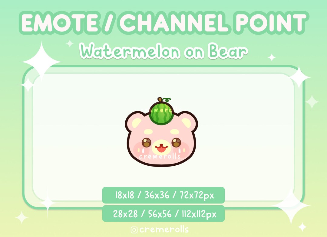 Watermelon Bear Emote Channel Point Fruit Streamer Graphics Twitch ...
