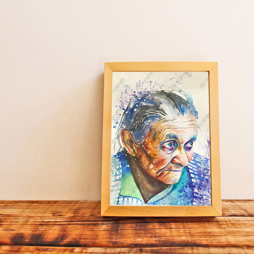 Old lady portrait art watercolour portrait art print - Etsy Österreich