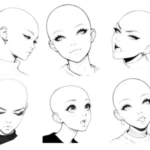 171 Female Base Head Procreate Stamps, Anime Female Face Stamps ...