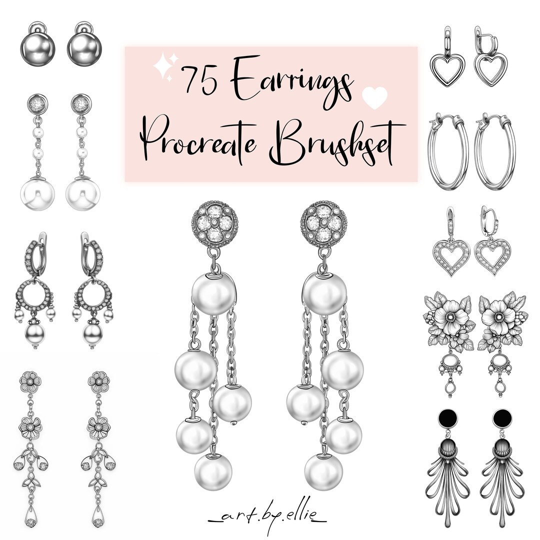 75 Earrings Procreate Stamps, Procreate Jewelry Brushset - Etsy