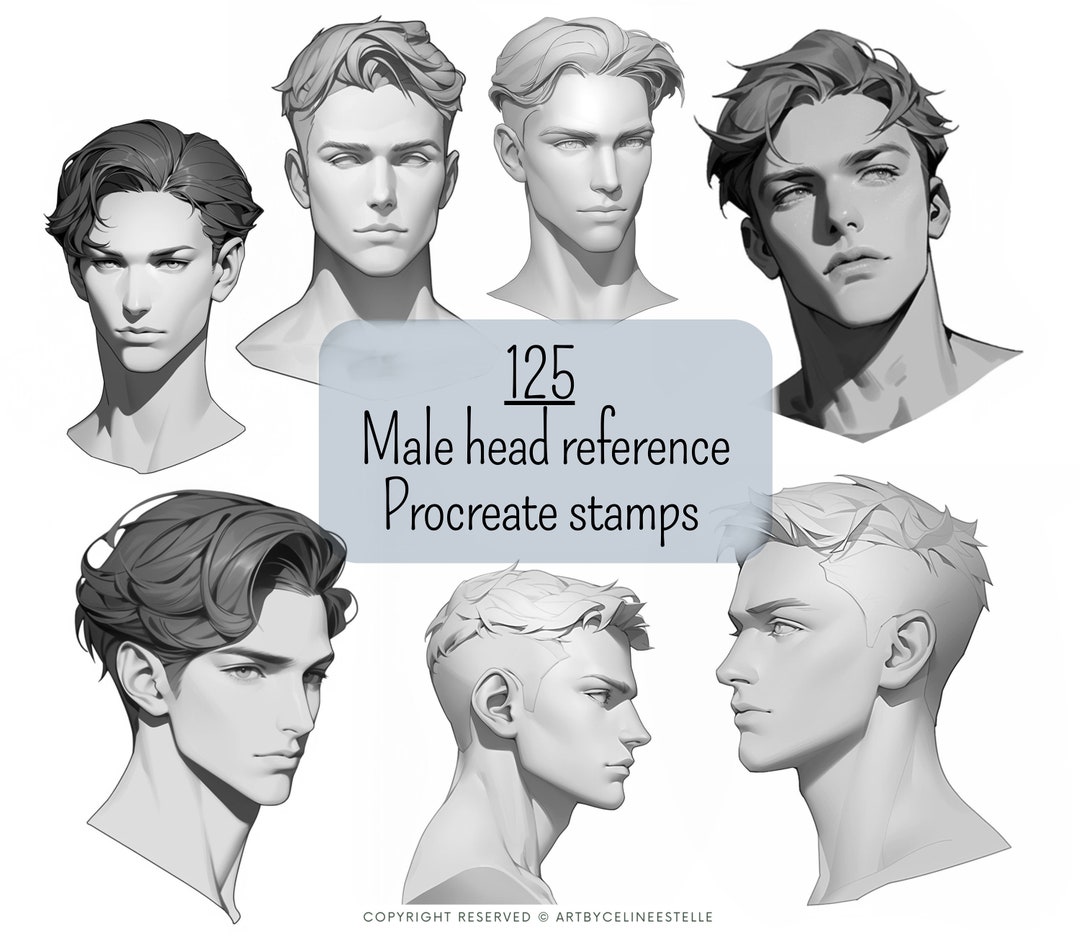 Male Men Face Stamps for Procreate, Procreate Anatomy Stamps, Portrait ...