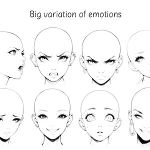 171 Female Base Head Procreate Stamps, Anime Female Face Stamps ...