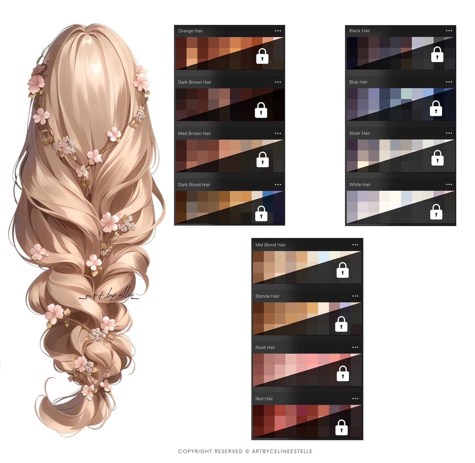 Procreate Hair Color Palette, 360 Colors (swatches.file) - Etsy