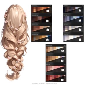 12 Hair Color Palettes for Procreate, Procreate Hair Palette, Procreate ...